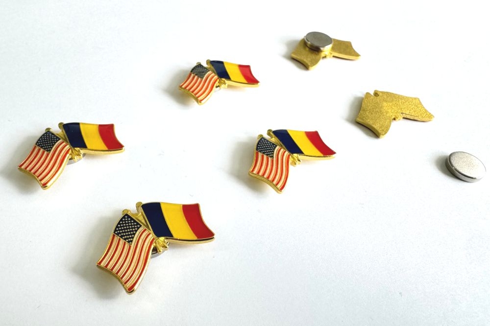 INSIGNE AMERIA ROMANIA, INSIGNA SUA ROMANIA, INSIGNE 2 STEAGURI ...